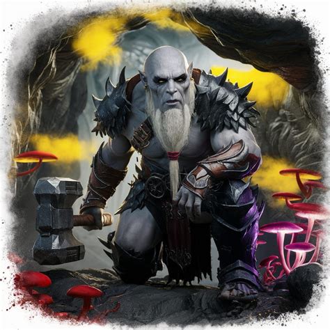Male Duergar Underdark Dwarf Bald Head Ash Gray Skin Black Eyes