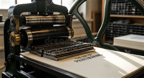 Letterpress Printing Machine And Type Block Stock Illustration