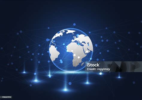 글로벌 네트워크 연결 글로벌 비즈니스의 세계지도 지점 및 라인 구성 개념 벡터 일러스트레이션 3차원 형태에 대한 스톡 벡터 아트 및 기타 이미지 Istock