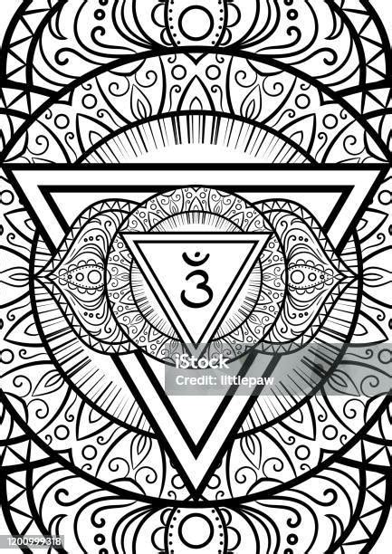 Ajna 제 3 눈 차크라 기호 만다라 성인 색칠 공부 페이지입니다 벡터 일러스트레이션 0명에 대한 스톡 벡터 아트 및 기타 이미지 Istock