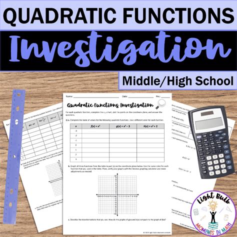 Quadratic Functions Transformations Investigation Light Bulb Moments In Math