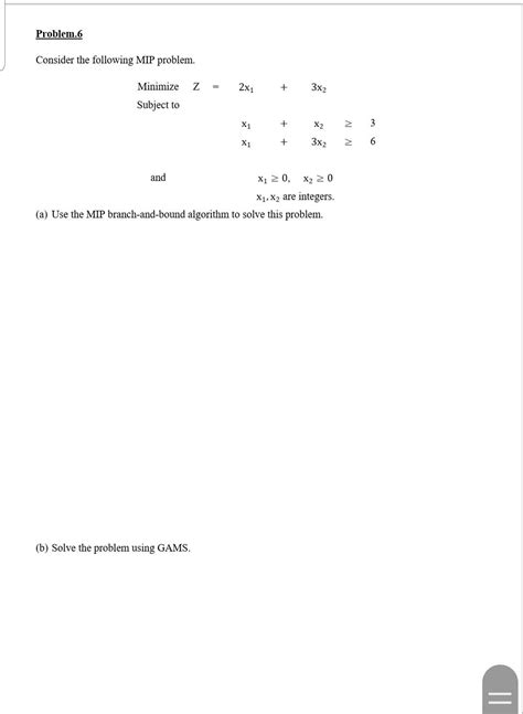 solved problem 6 consider the following mip problem