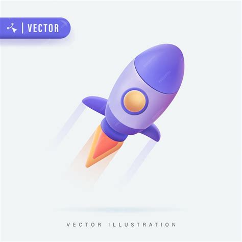 Premium Vector Flying Space Rocket 3d Realistic Spaceship Launch Rocket 3d Icon Logo Or
