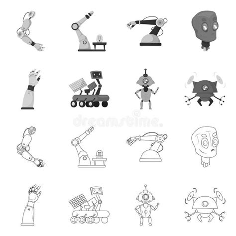 Isolated Object Of Robot And Factory Sign Set Of Robot And Space Stock Vector Illustration