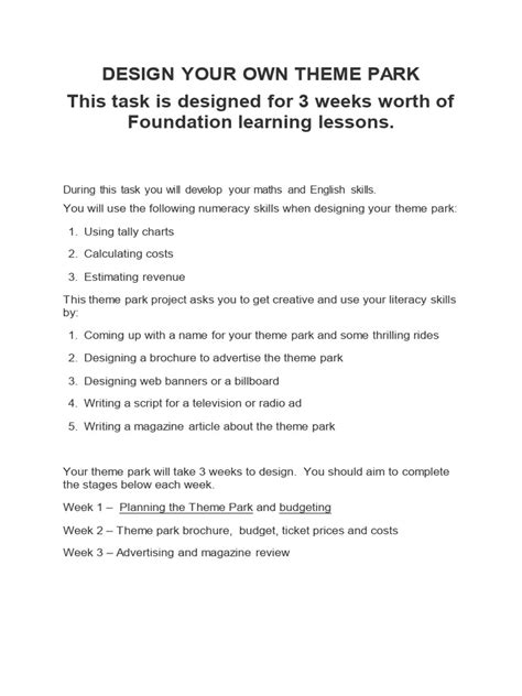 Foundation Learning Y8 Pdf Amusement Park Advertising