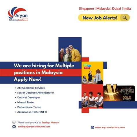 Career Opportunities Malaysia Aryansolutions Jobalert Jobforyou Sandhya Maurya