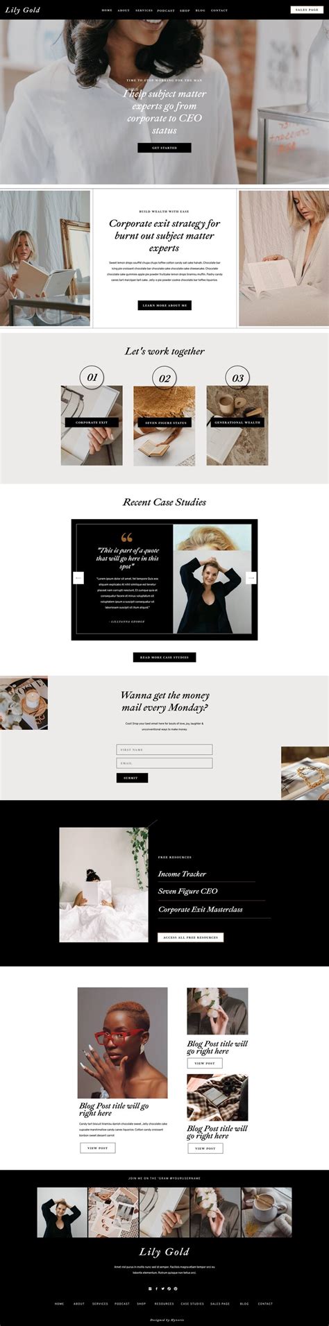 Lily Gold Website Template For Showit
