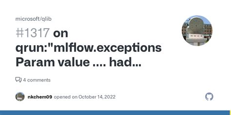 On Qrunmlflowexceptionsmlflowexception Param Value Had Length
