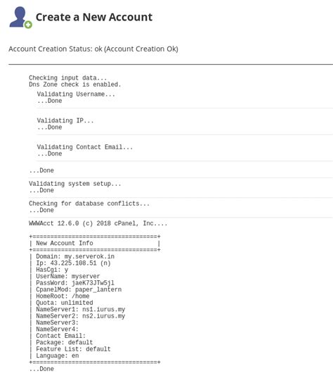 Create New Hosting Account In WHM ServerOK