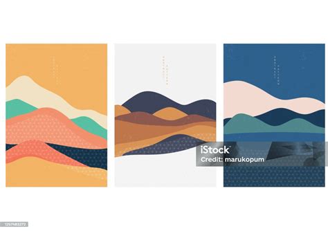 일본 패턴 벡터와 자연 경관 배경 일본의 전통기하학적 템플릿 아시아 포스터 디자인의 산 추상 예술 산에 대한 스톡 벡터 아트 및 기타 이미지 Istock