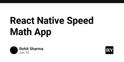 React Native Speed Math App