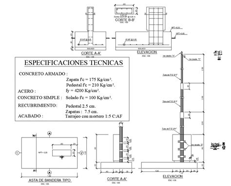 Flag Pole Detail Drawing In Dwg File