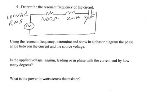 Solved 5 Determine The Resonant Frequency Of The Circuit