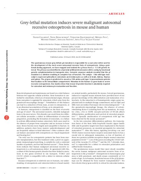 Pdf Grey Lethal Mutation Induces Severe Malignant Autosomal Recessive