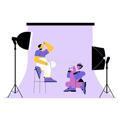 Photoshoot Session In Flat Vector Illustration Symbolizing Photography Art And Modeling