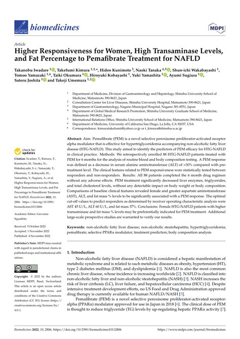 Pdf Higher Responsiveness For Women High Transaminase Levels And Fat Percentage To