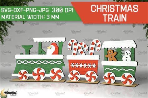 Christmas Wooden Train Laser Cut Design · Creative Fabrica