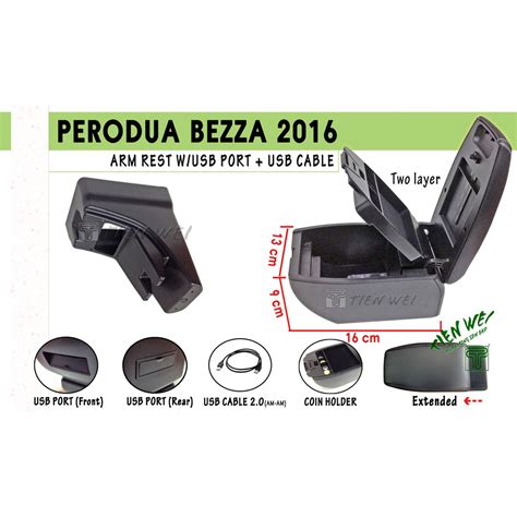 Double Layer Pvc Arm Rest Console Box For Perodua Bezza 2016 Shopee