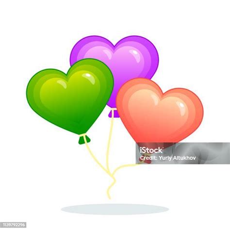 세 가지 화려한 풍선 생일 축 하 파티 결혼식 발렌타인 데이에 대 한 풍선 벡터 일러스트입니다 0명에 대한 스톡 벡터 아트 및 기타 이미지 Istock