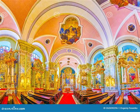 Panorama Of Belvaros St Anna Church With Outstanding Golden Interior