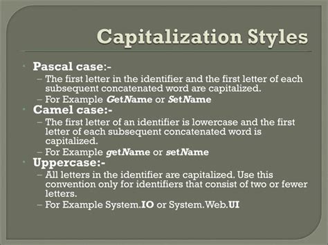 Naming Standards And Basic Rules In Net Coding Ppt Programming