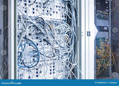 Server Rack With Switch Boards And Cables Stock Image Image Of Business Panel 248582051