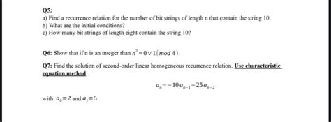 Q5a ﻿find A Recurrence Relation For The Number Of