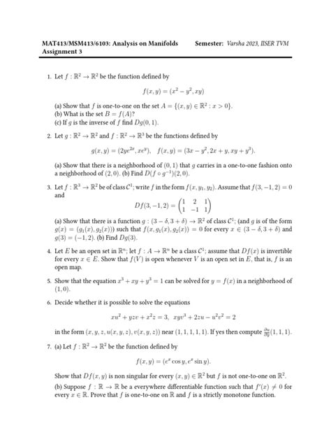 Analysis On Manifolds Assignment 3 Pdf Function Mathematics Functions And Mappings