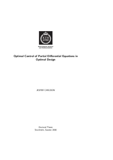 Pdf Optimal Control Of Partial Differential Equations