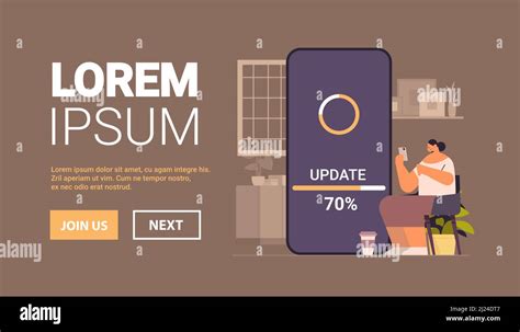 Woman Updating Operating System Update Process Install New Software On Smartphone Horizontal