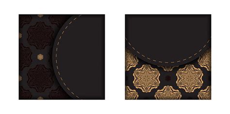 고급스러운 장식이 있는 블랙 의 정사각형 레디 투 프린트 엽서 디자인 텍스트 및 빈티지 패턴에 대한 공간이 있는 초대 템플릿 0
