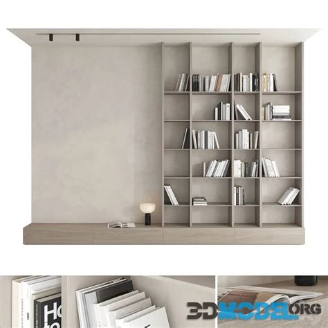3d Model Bookcase Set 01