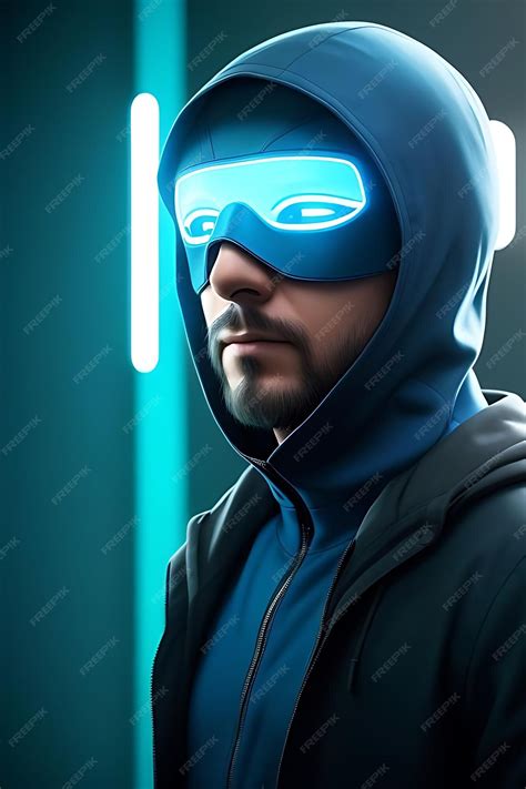 Hacker Mask Fusion Of The Human With The Futuristic Artificial Intelligence And The Robots