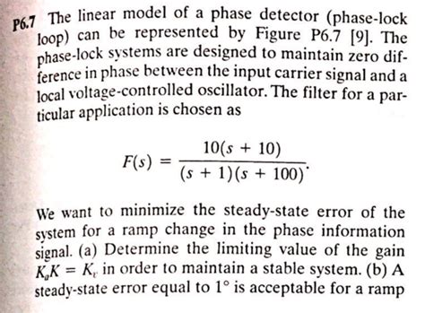 Solved 1 The Linear Model Of A Phase Detector Phase Lock Y Chegg Com