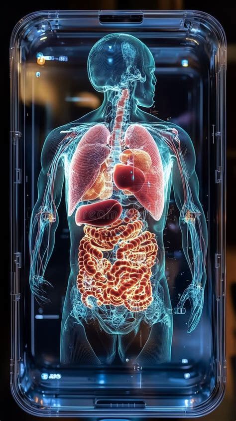 3d holographic visualization of human anatomy highlighting internal
