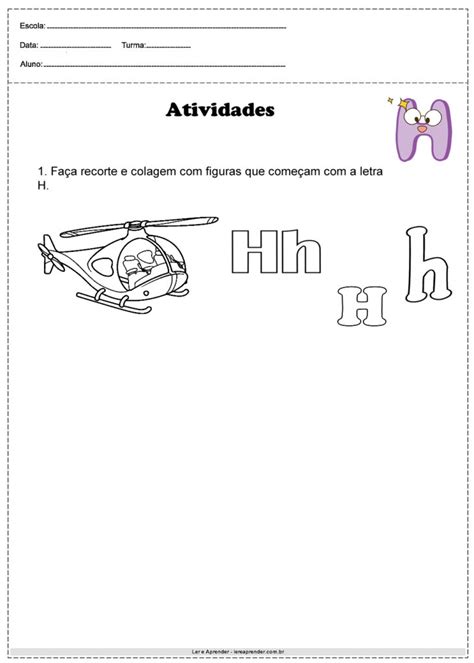 Atividades Com A Letra H Para Imprimir Atividades Educativas
