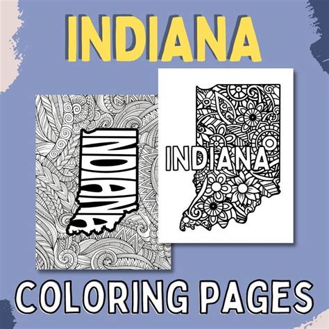 Indiana Coloring Pages State Name And Floral Mandala Coloring Sheet 2