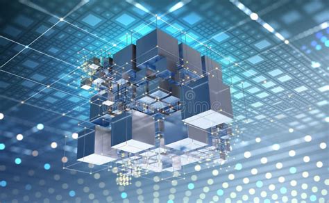 blockchain big data data processing cloud database virtuality and ai stock illustration