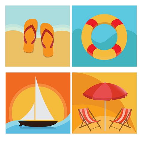 해변과 여름 휴가 벡터 Ai Eps Uidownload