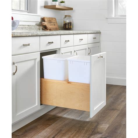 REV A SHELF INC VLWCSC Double Quart Bottom Mount Waste Container Maple White W Rev A