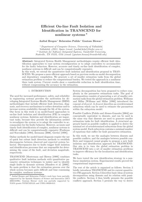 Pdf Efficient On Line Fault Isolation And Identification In Transcend For Nonlinear Systems
