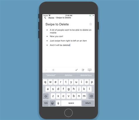 WorkFlowy Mobile Swipe To Delete Workflowy