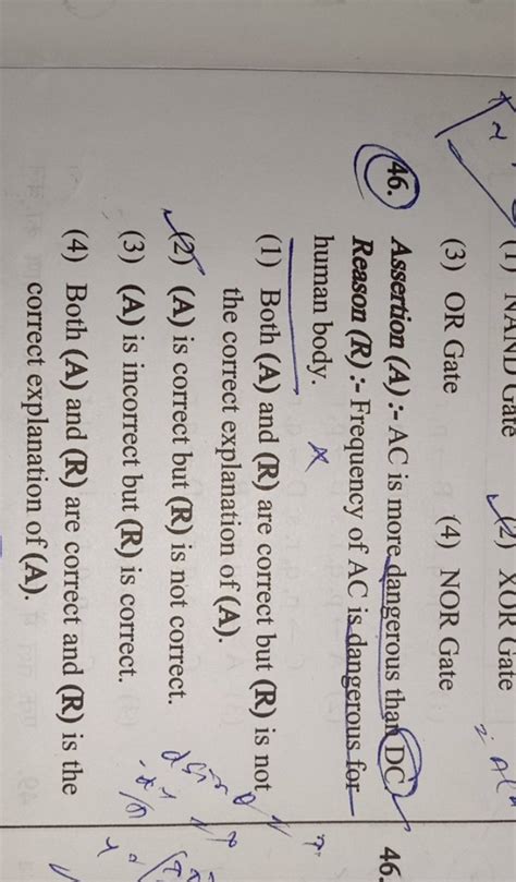 Assertion A Ac Is More Dangerous Than Dc R Reason R Frequency O