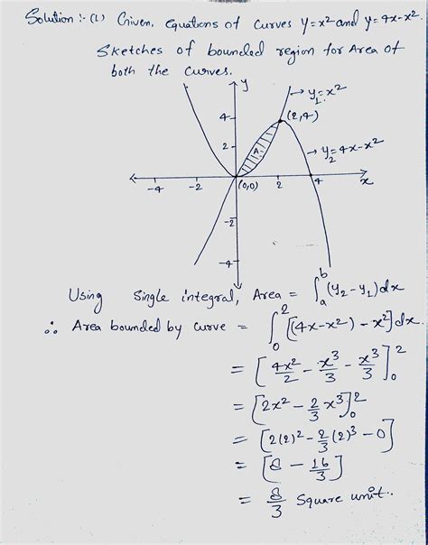 Solved Please Find The Area Between Curve 1 Find The Area Between Y Course Hero