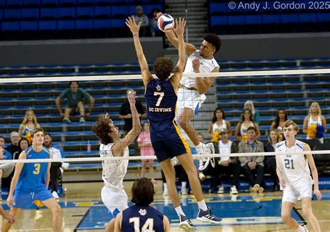 Cameron Thorne Hitting For Ucla Vs The Uci Block By Micah Goss At