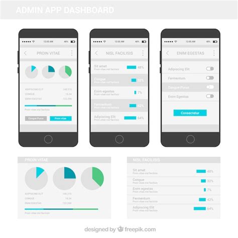 free vector modern app admin dashboard with flat design