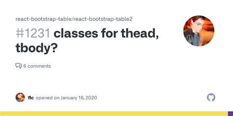 Classes For Thead Tbody · Issue 1231 · React Bootstrap Tablereact Bootstrap Table2 · Github