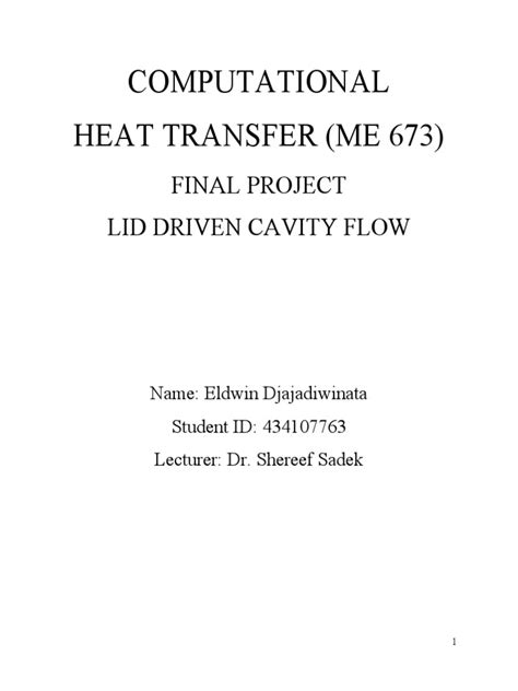 Lid Driven Cavity Flow Ok Final Eldwin Pdf Fluid Dynamics Finite Difference