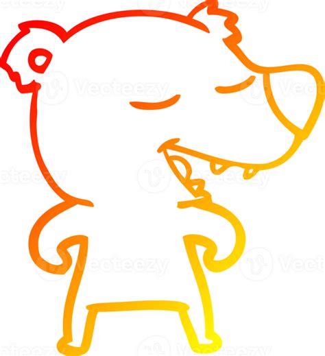 Warm Gradient Line Drawing Of A Cartoon Bear 40079115 Png