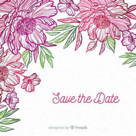 손으로 그린 꽃 배경 무료 벡터